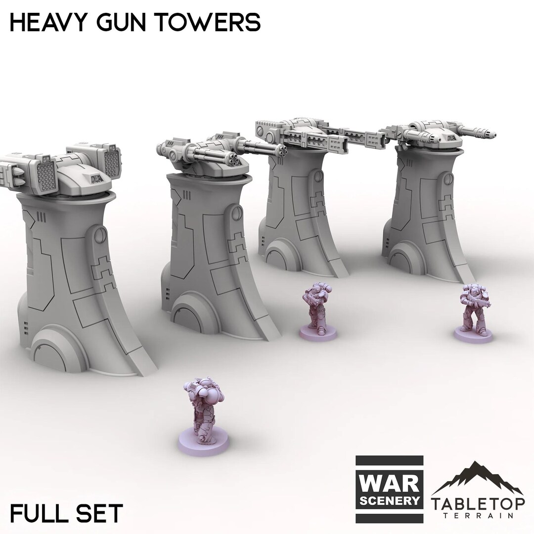 Heavy Gun Towers - Tabletop Terrain Greater Good Grimdark Miniature ...