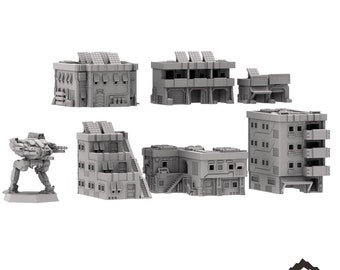 Mecha City Downtown Buildings Bundle 1 6mm 8mm Mech Wargames Tabletop ...