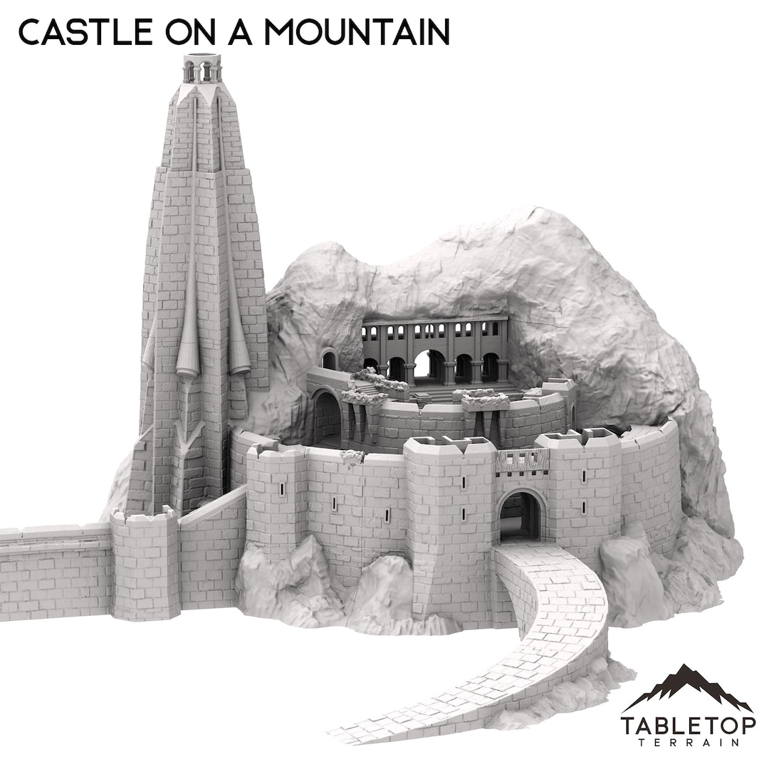 Castle on the Mountain - Tabletop Terrain High Fantasy DND 25mm 28mm ...