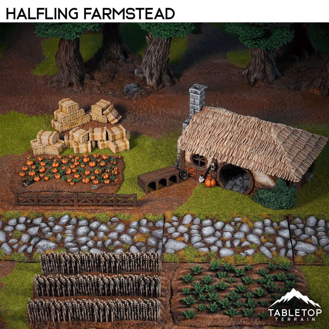 Halfling Farmstead - Tabletop Terrain High Fantasy DND 25mm 28mm ...