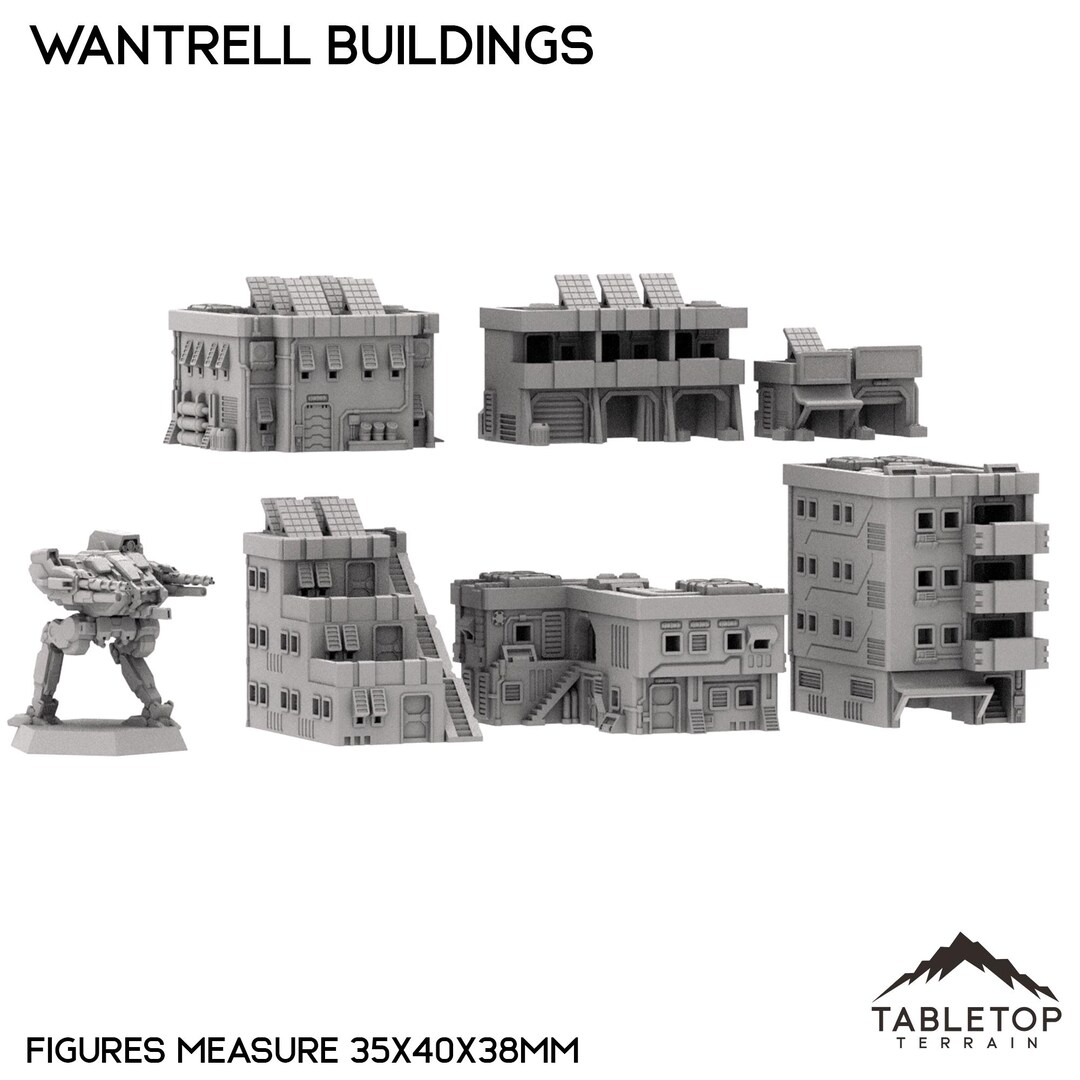 Mecha City Wantrell Buildings - 6mm 8mm Mech Wargames Tabletop Terrain ...