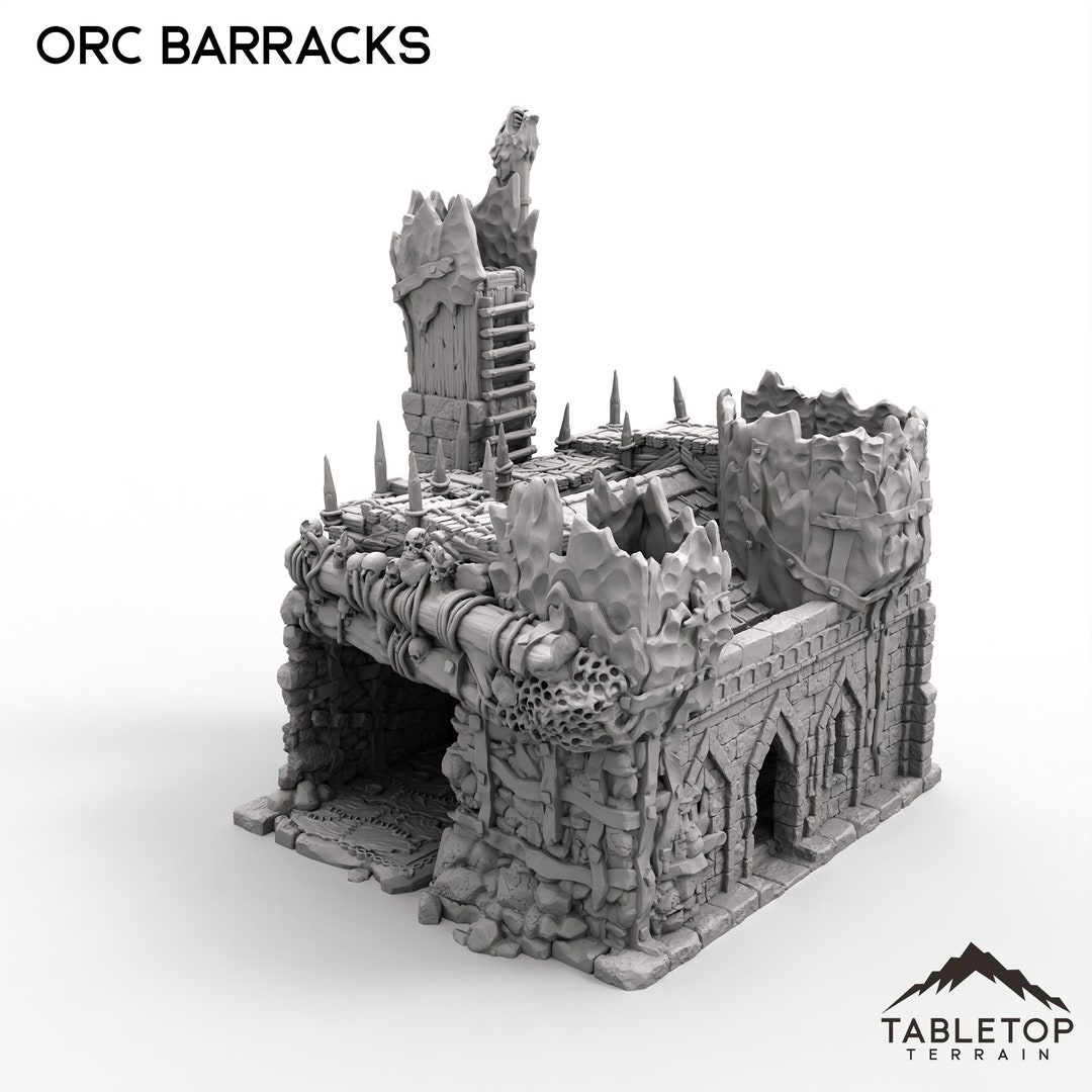 Orc Barracks Kingdom of Azragor Tabletop Terrain High Fantasy DND 25mm 28mm Fellowship Middle ...
