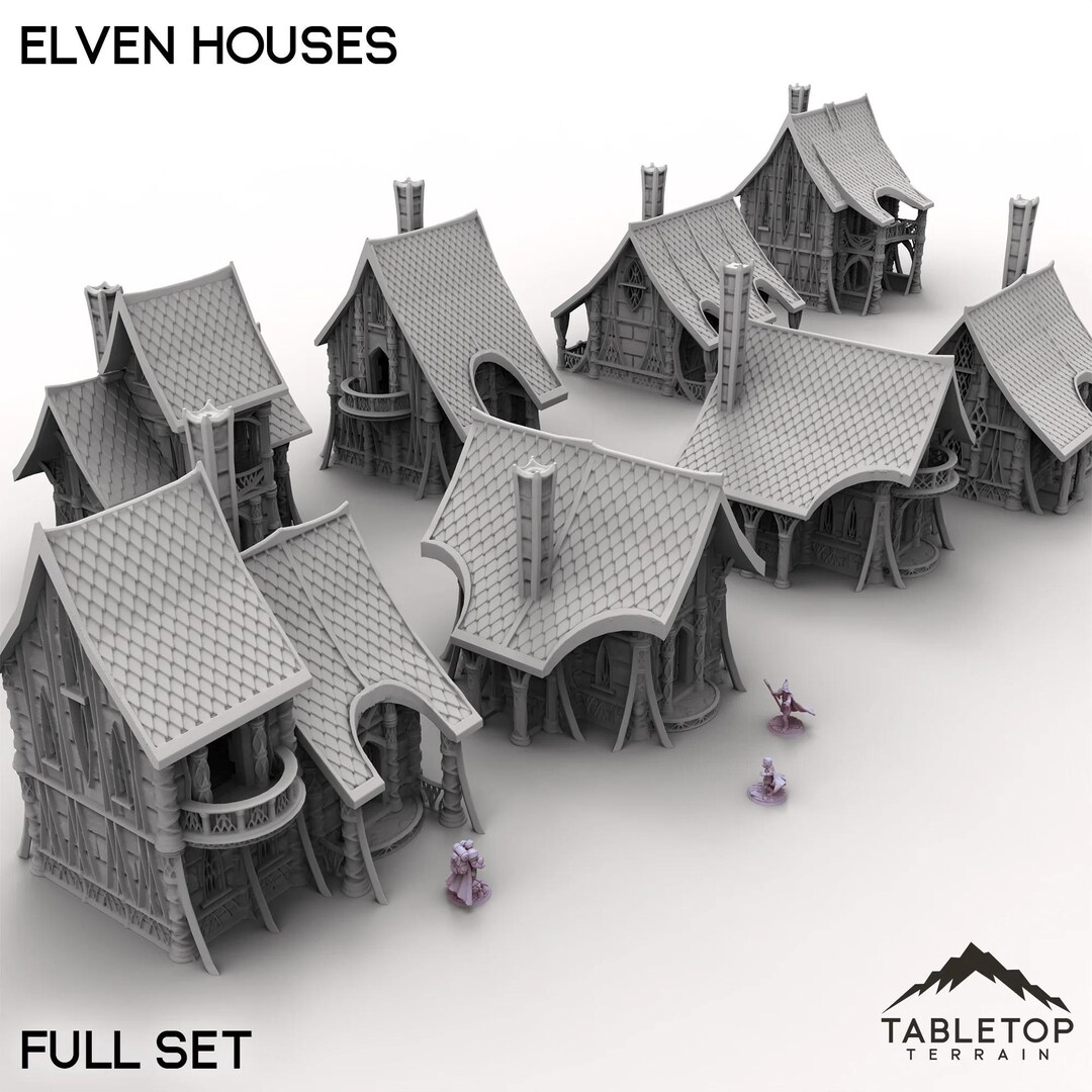Elven Houses - Tabletop Terrain Fantasy DND Miniature Roleplaying ...