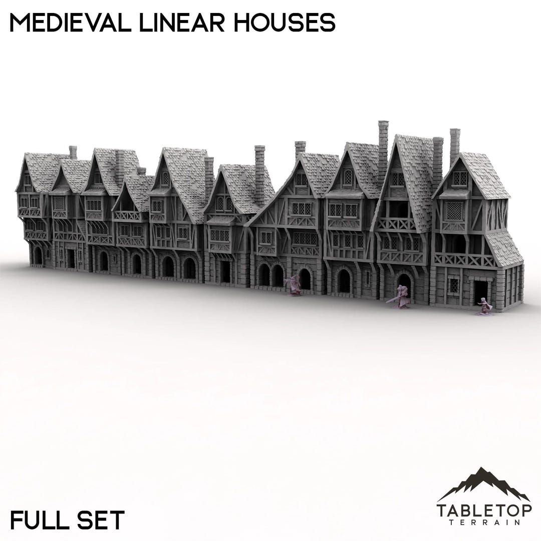 Medieval Linear Houses - Tabletop Terrain Fantasy DND Miniature ...