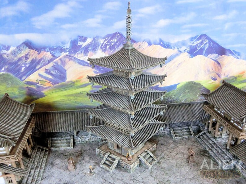Samurai Temple Pagoda Test of Honor Japan Miniatures Terrain - Etsy