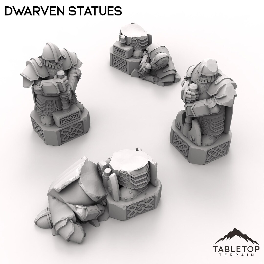Dwarven Statues - Tabletop Terrain Fantasy DND Miniature Roleplaying ...