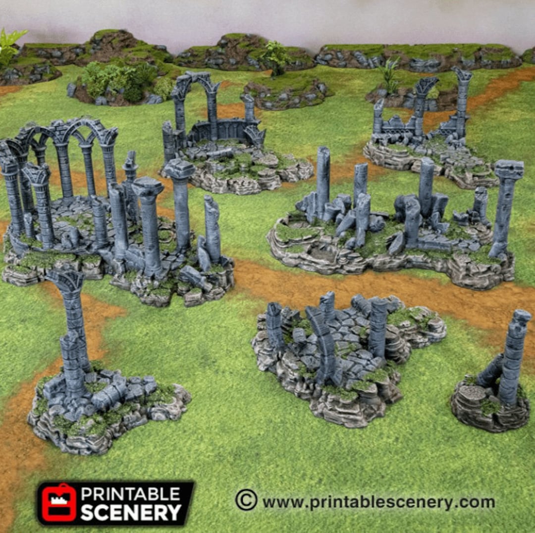 Ancient Ruins Fantasy Scatter Terrain Clorehaven Fantasy Terrain DND ...