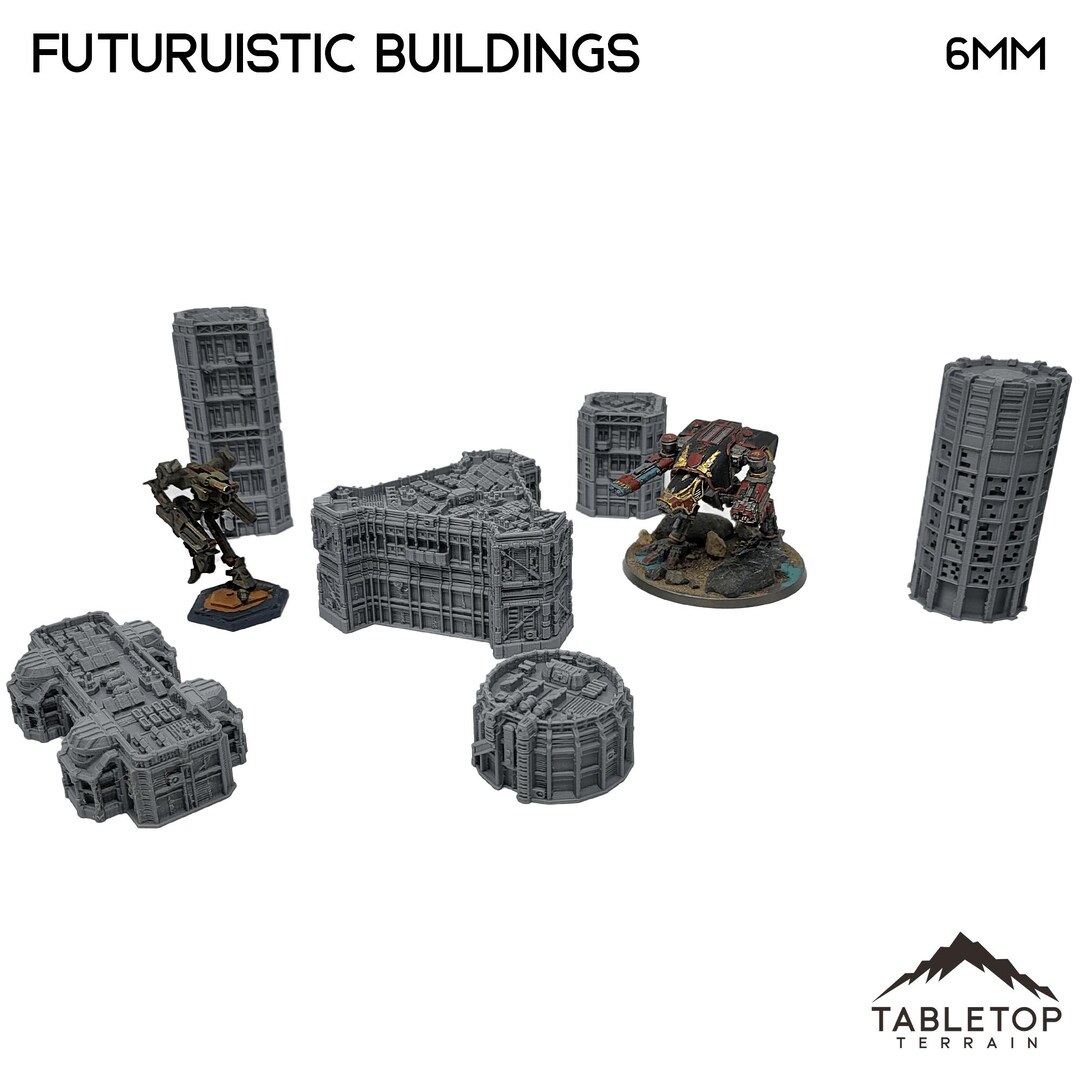 Futuristic Buildings - 6mm Terrain - 6mm 8mm Mech Wargames Tabletop ...