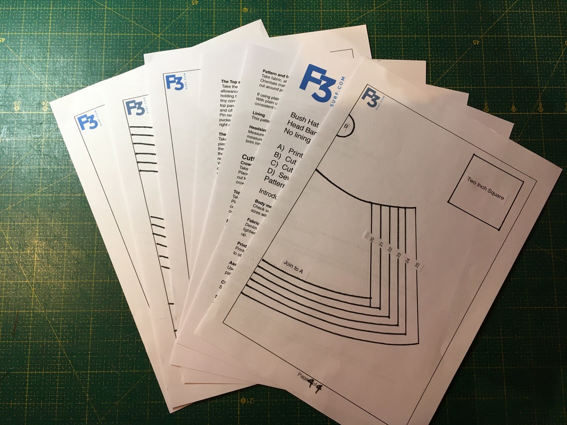 Pdf Pattern for Bush Hat With Lining. All Head Sizes. A4 and US Letter ...