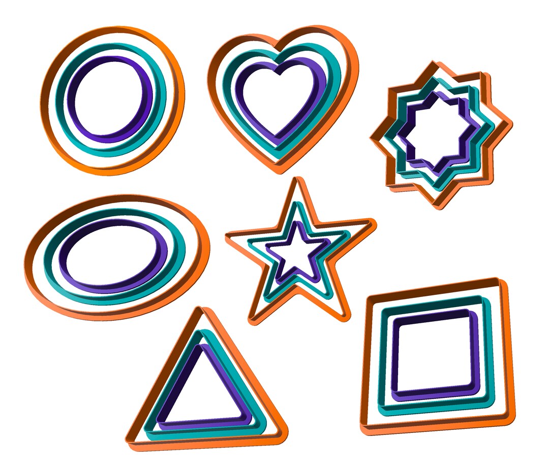 Basic Shapes Cookie Cutters, Circles Hearts Octagonal Stars Ovals Stars ...