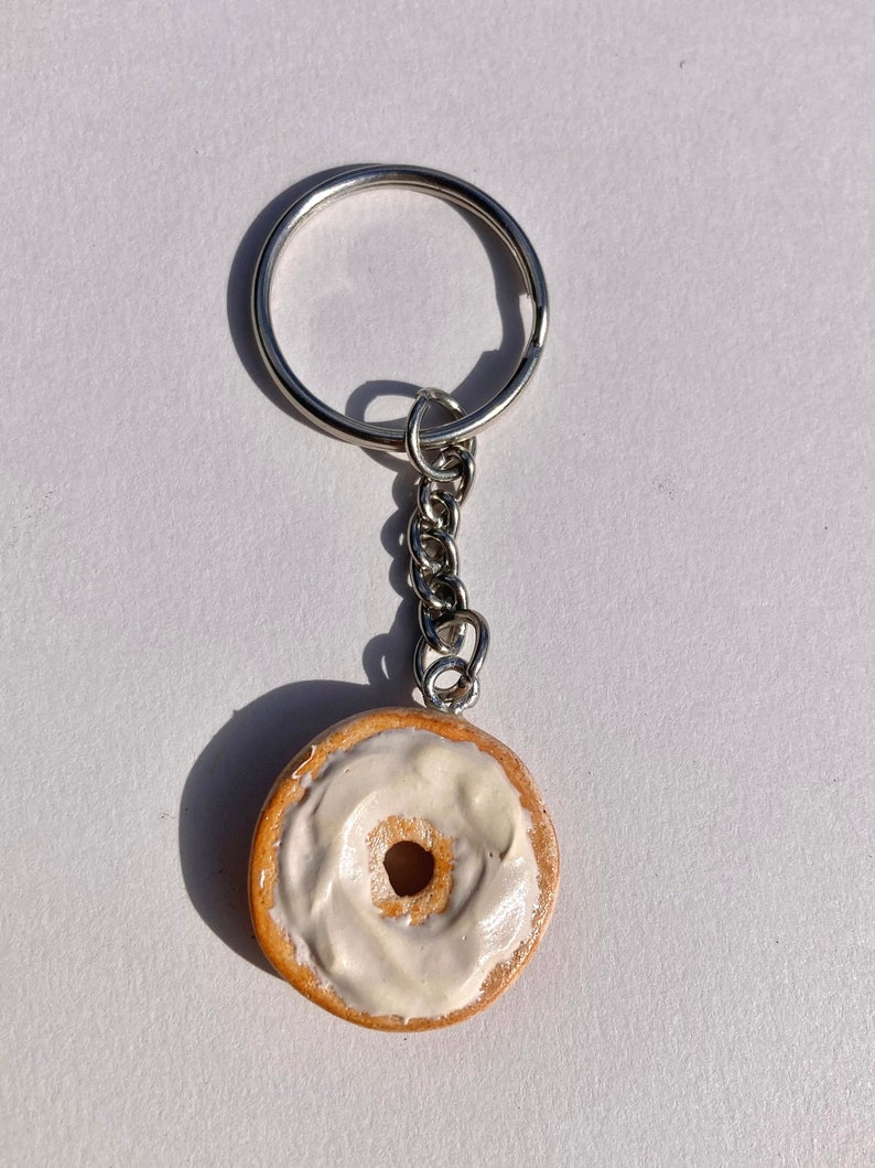 Bagel Keychain Handmade Polymer Clay Holiday Gifts Miniature Food Cute ...