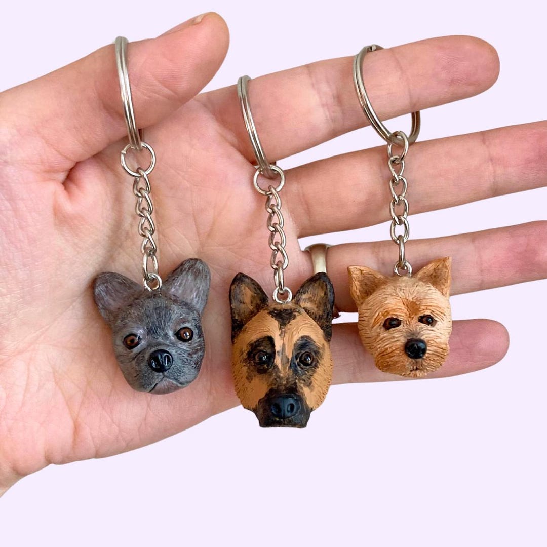 Custom Pet Keychain | Handmade Polymer Clay Pet Portrait Keyring ...