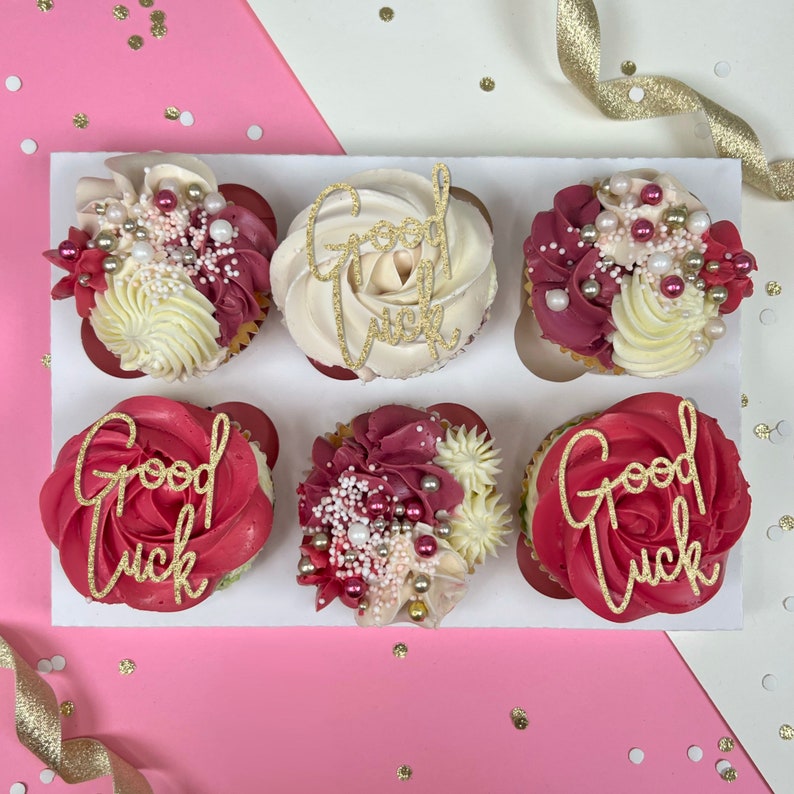 Good Luck Cupcake Toppers - Any Colour - Customisable - Cake Topper ...