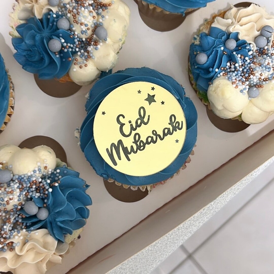 Eid Mubarak Acrylic Cupcake Cake Toppers Any Colour Ramadan Eid Hajj ...