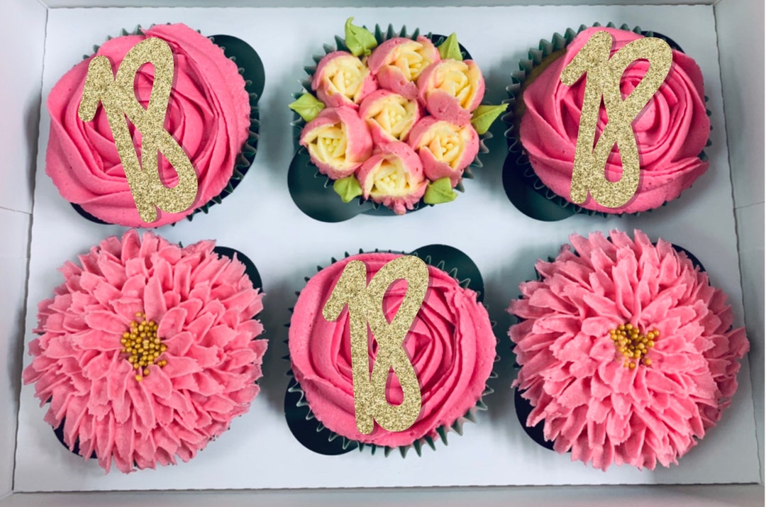 18th Cupcake Topper - 18 - Happy Birthday Cupcake Cake Toppers - Any ...