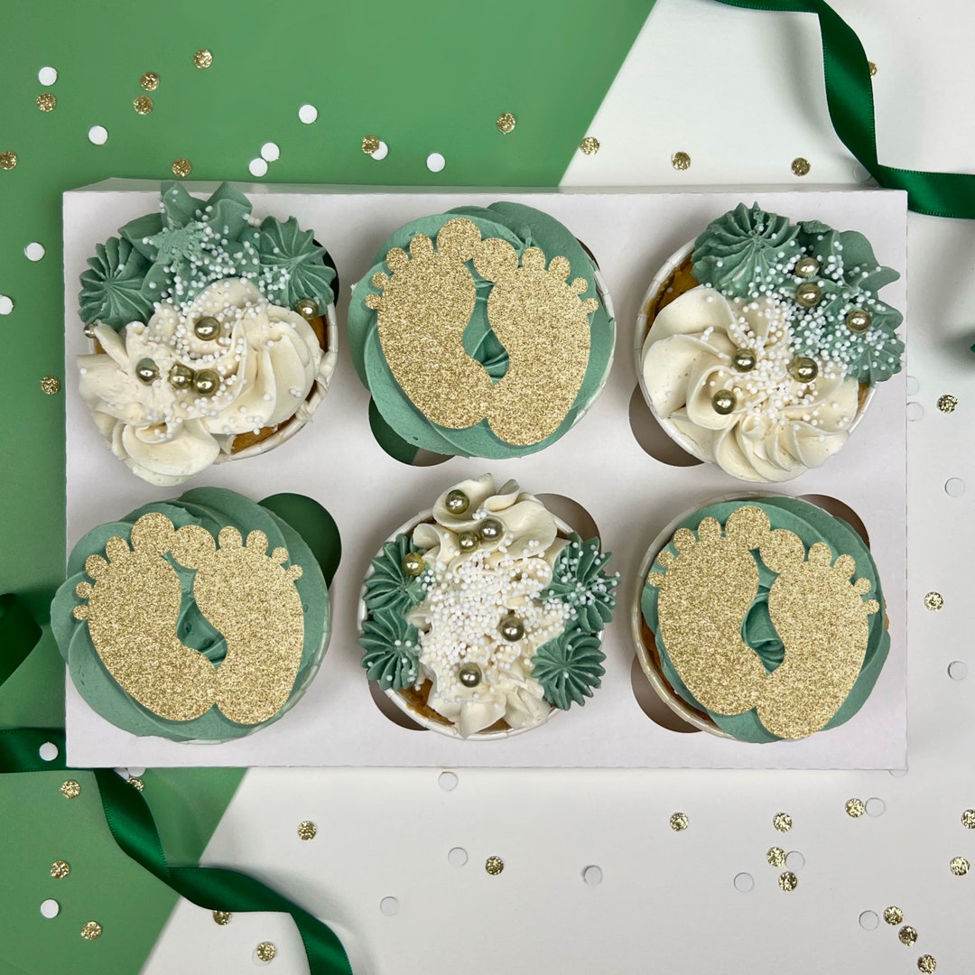 Baby Feet Cupcake Cake Toppers Customisable New Born Baby Shower Oh ...