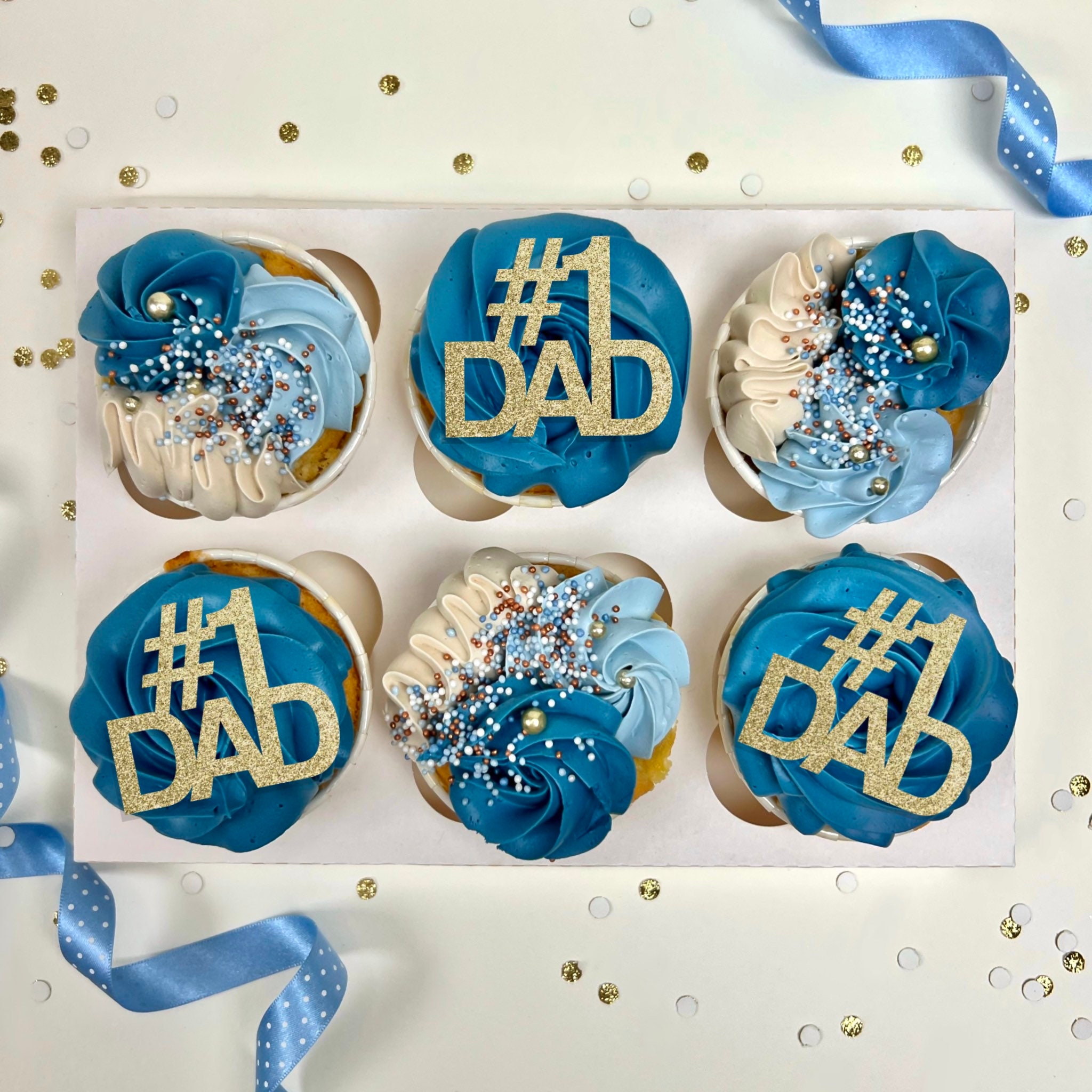 Number 1 Dad Fathers Day Cupcake Cake Toppers - Dad - Daddy - Grandad ...
