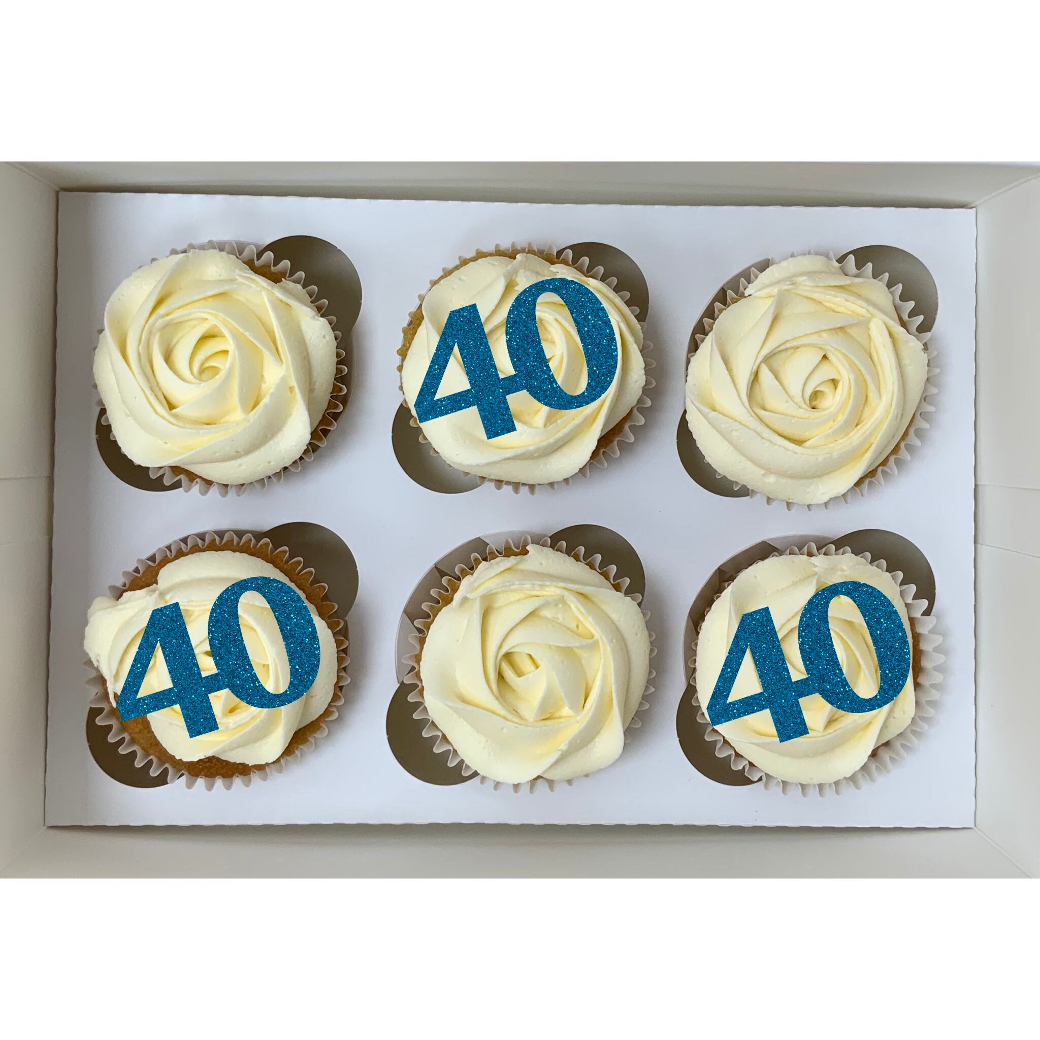 40th Cupcake Topper 40 Happy Birthday Cupcake Cake Toppers - Etsy UK
