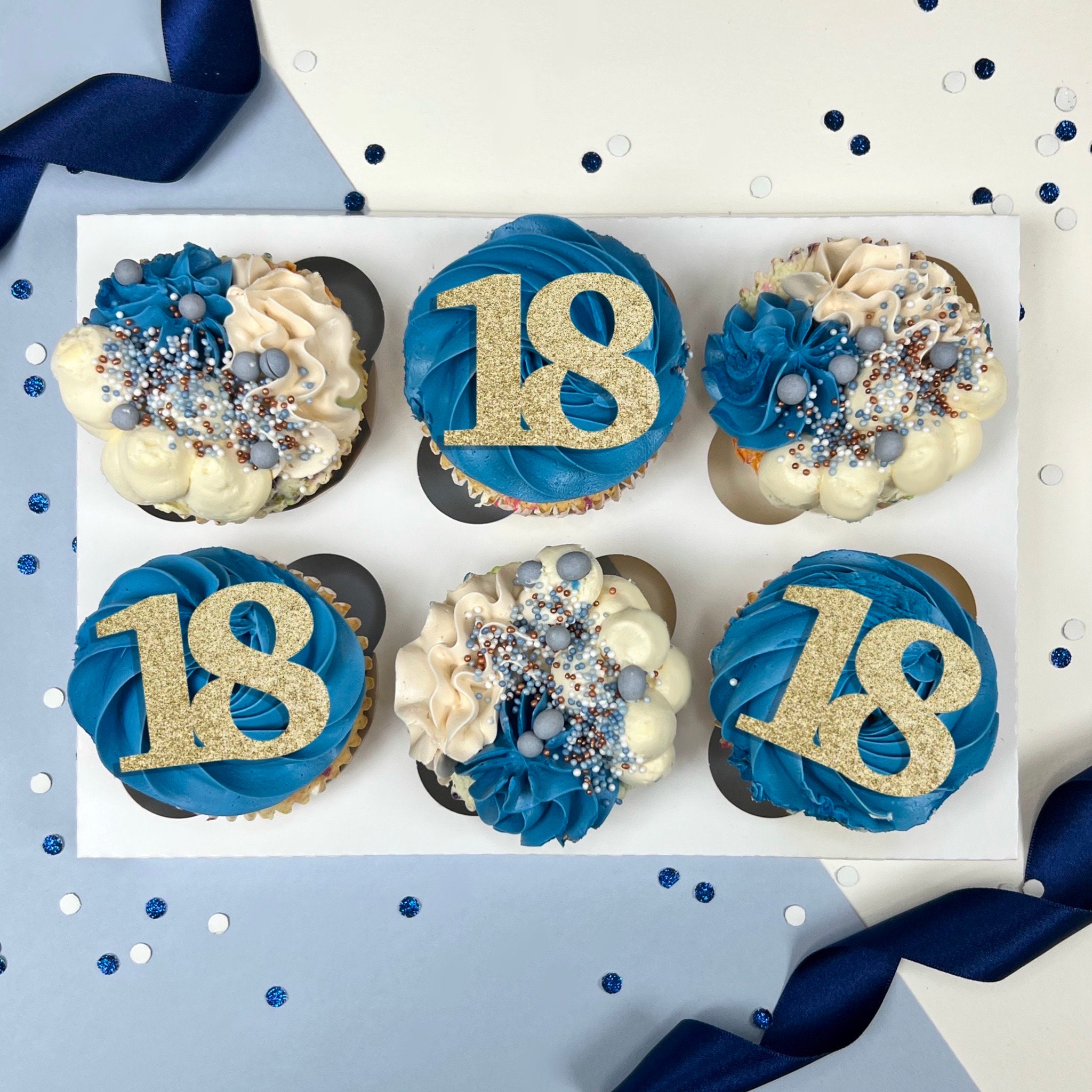 18th Cupcake Topper - 18 - Happy Birthday Cupcake Cake Toppers - Any ...