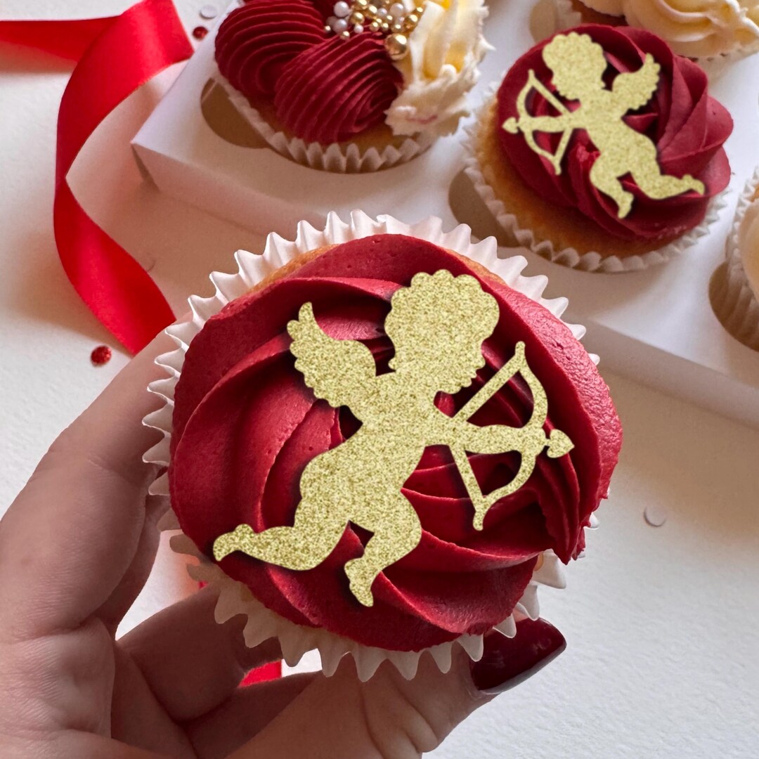 Cupid Cupcake Toppers - Heart - Any Colour - Customisable - Love - Cake ...