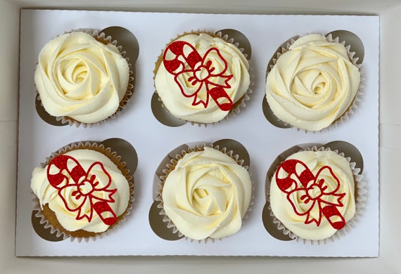Candy Cane Cupcake Toppers Any Colour Customisable Xmas - Etsy UK