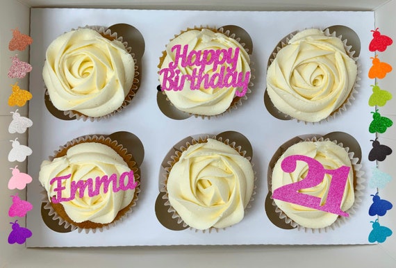 Joyeux Anniversaire Cupcakes 185CM Joyeux Anniversaire Stars Nom Name
