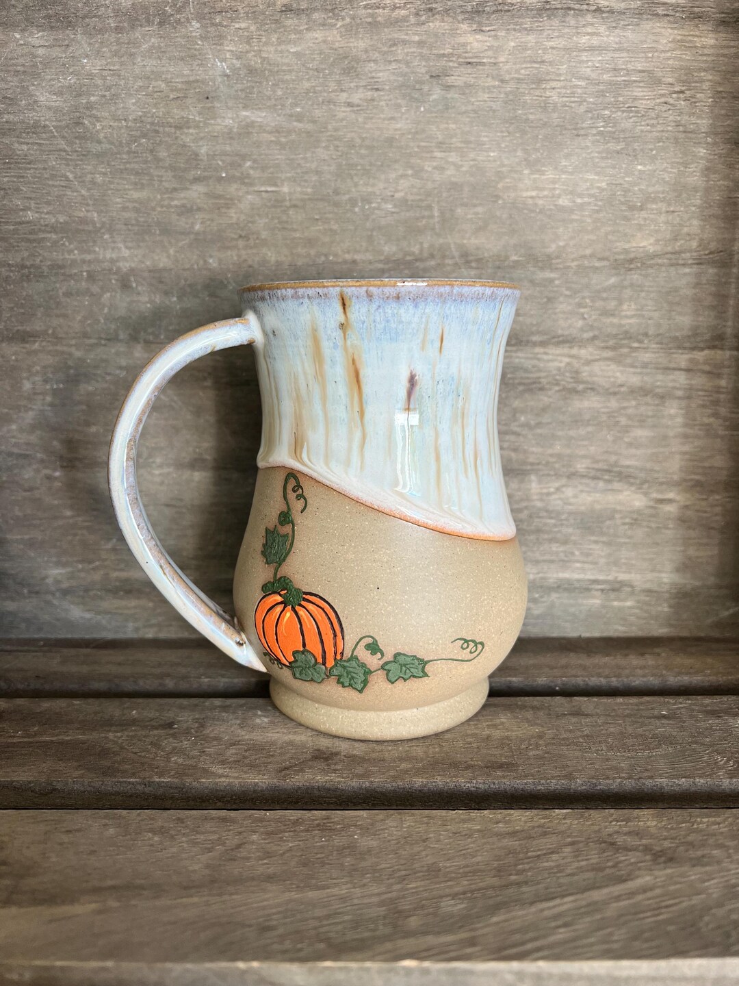Rustic White Fall Pumpkin Mug - Etsy