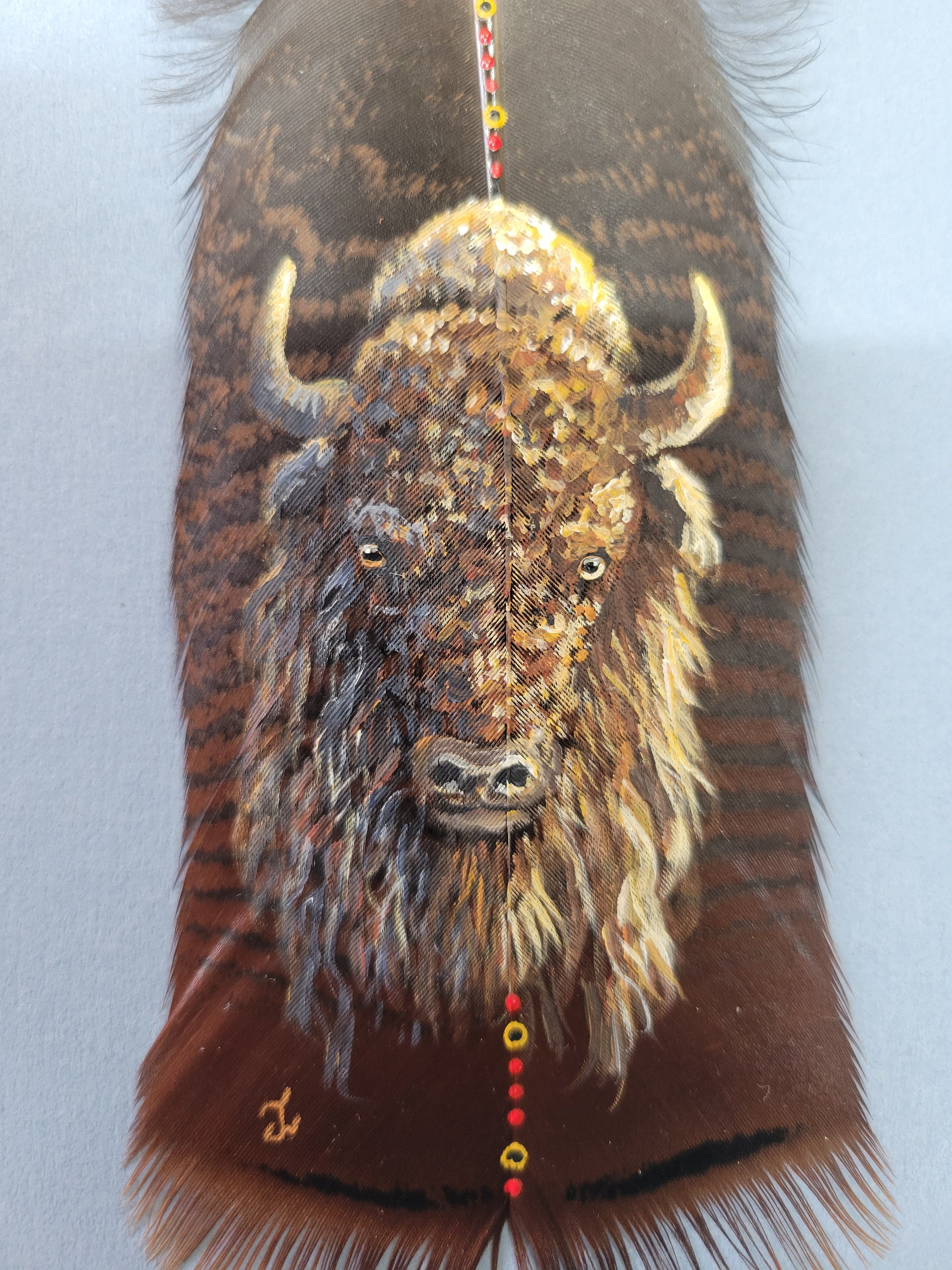 Bison Spirit Feathers, Feather Art, Painted Feathers, Animal Totems - Etsy