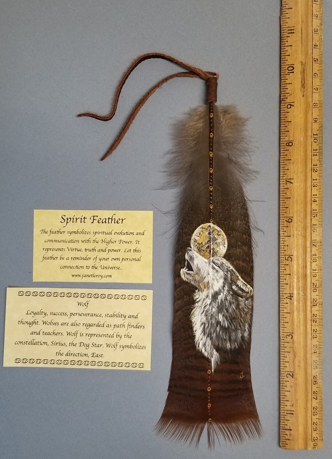 Wolf and Fox Spirit Feathers feather art painted feathers | Etsy