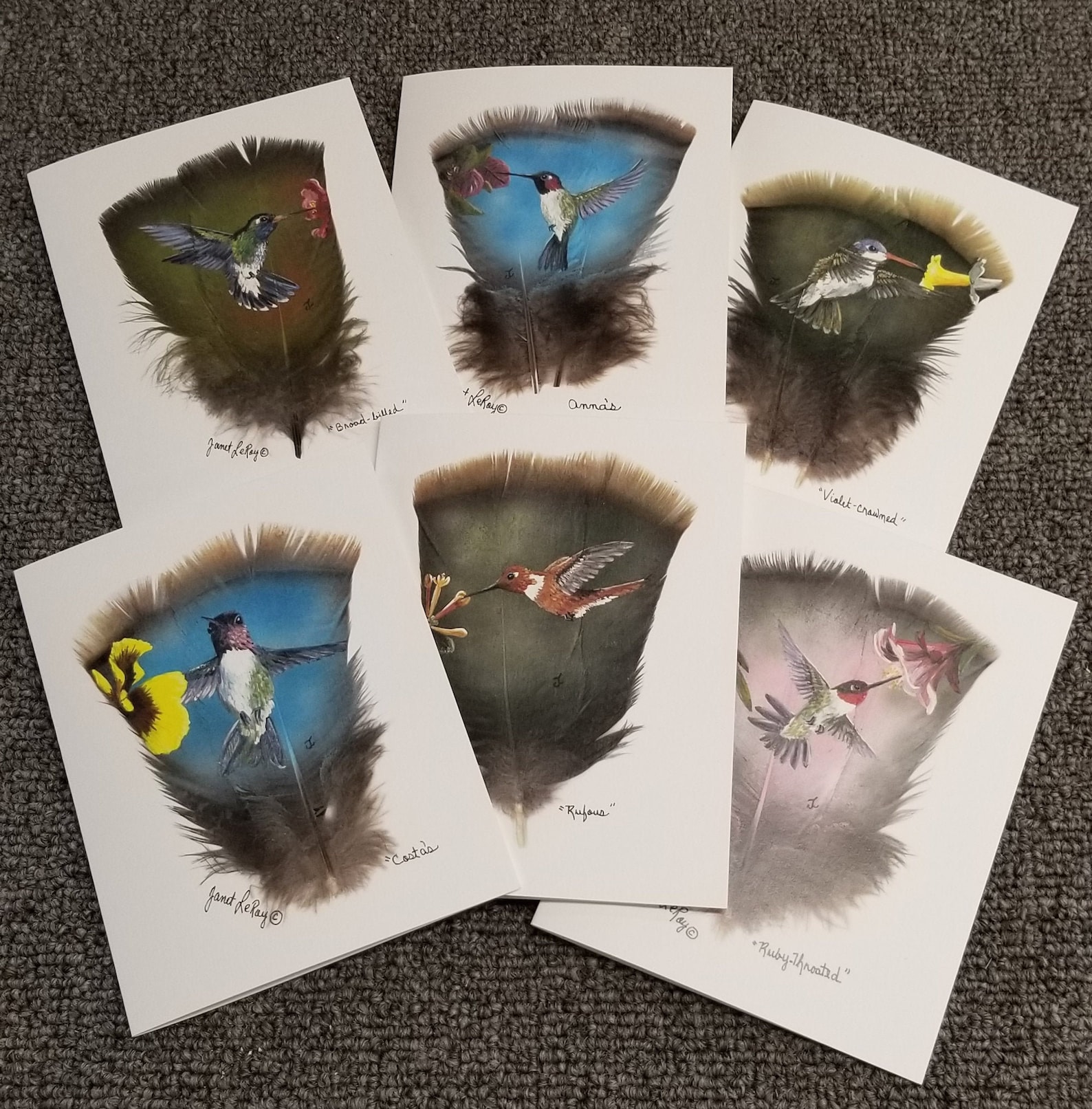 Hummingbirds Variety Blank Note Cards, Set of 6 Hummingbird Prints ...