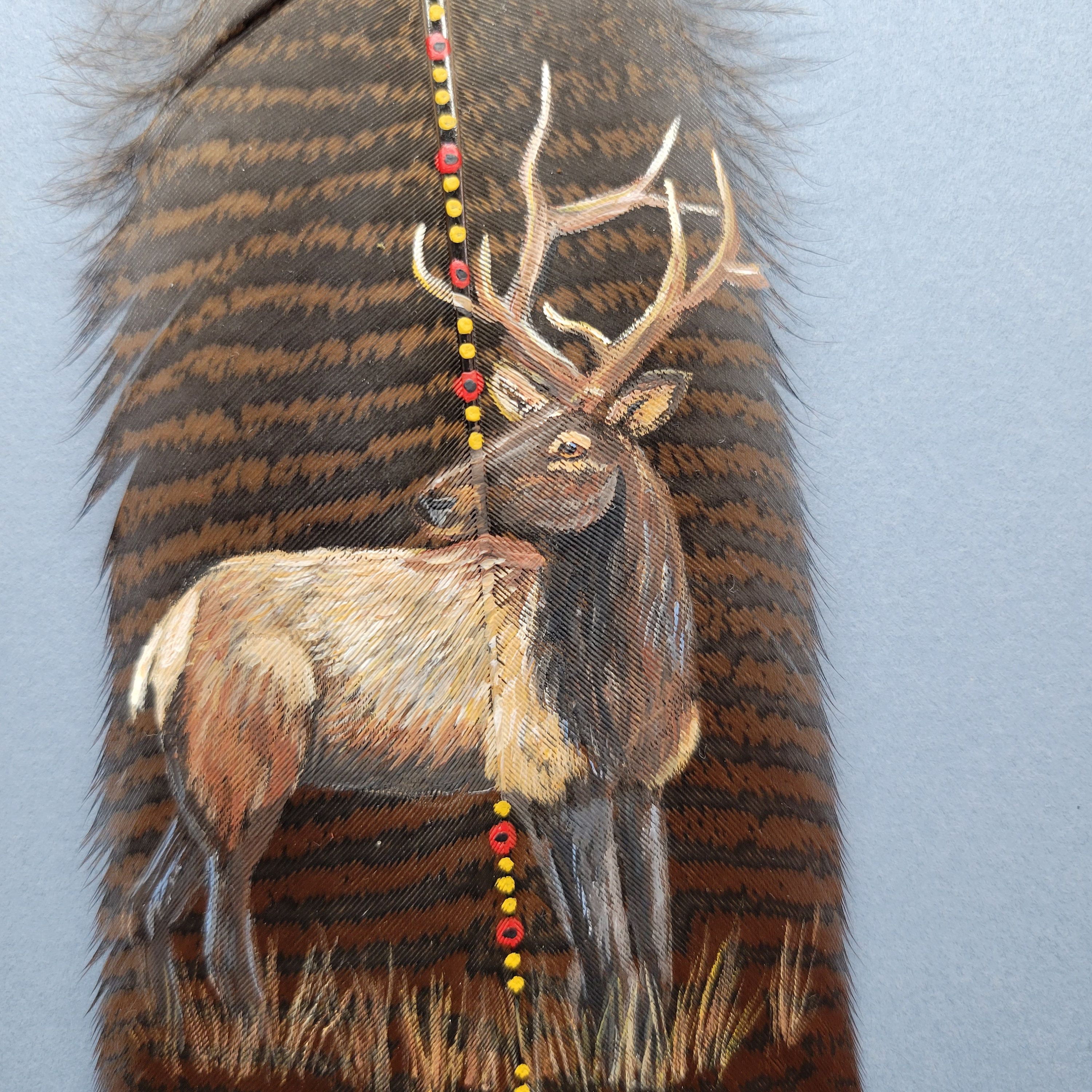 Elk, Deer, Moose and Ram Spirit Feathers, Animal Totem, Painted ...