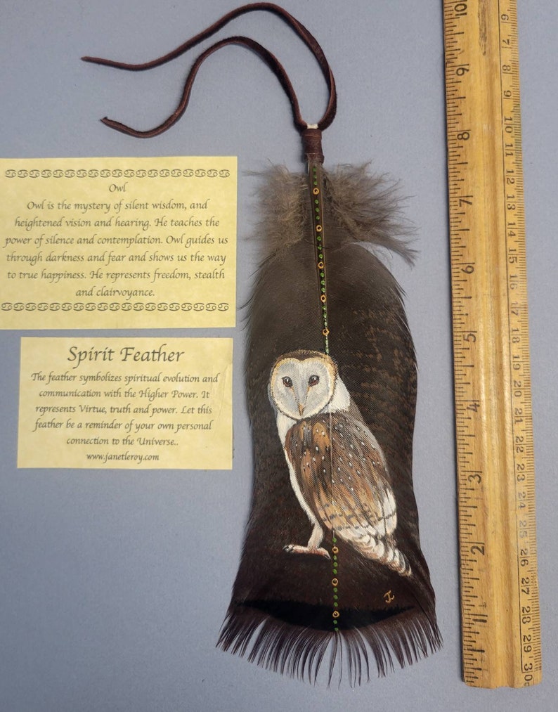 Owl Spirit Feathers Feather Art Painted Feathers Animal - Etsy