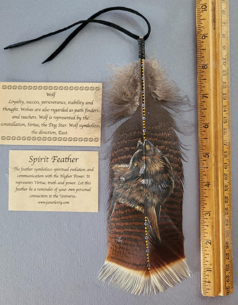 Wolf and Fox Spirit Feathers, Feather Art, Painted Feathers, Animal ...