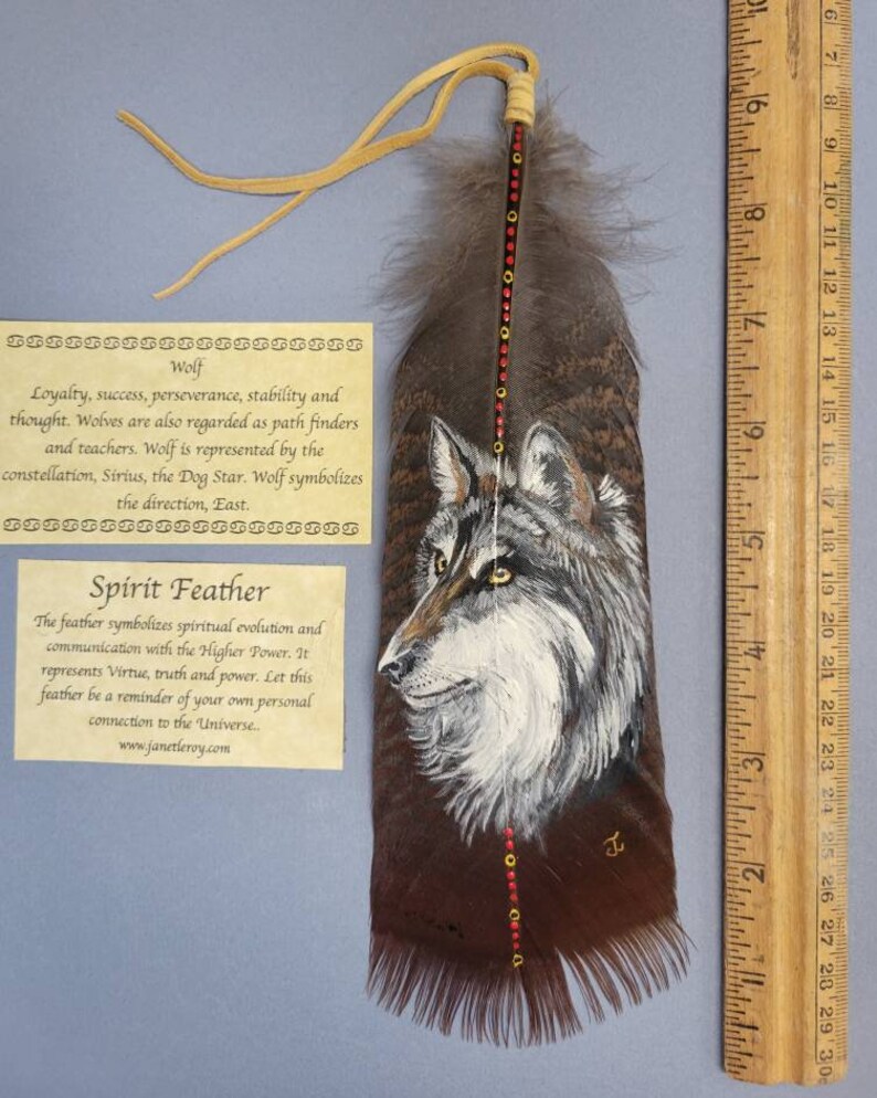 Wolf and Fox Spirit Feathers Feather Art Painted Feathers - Etsy