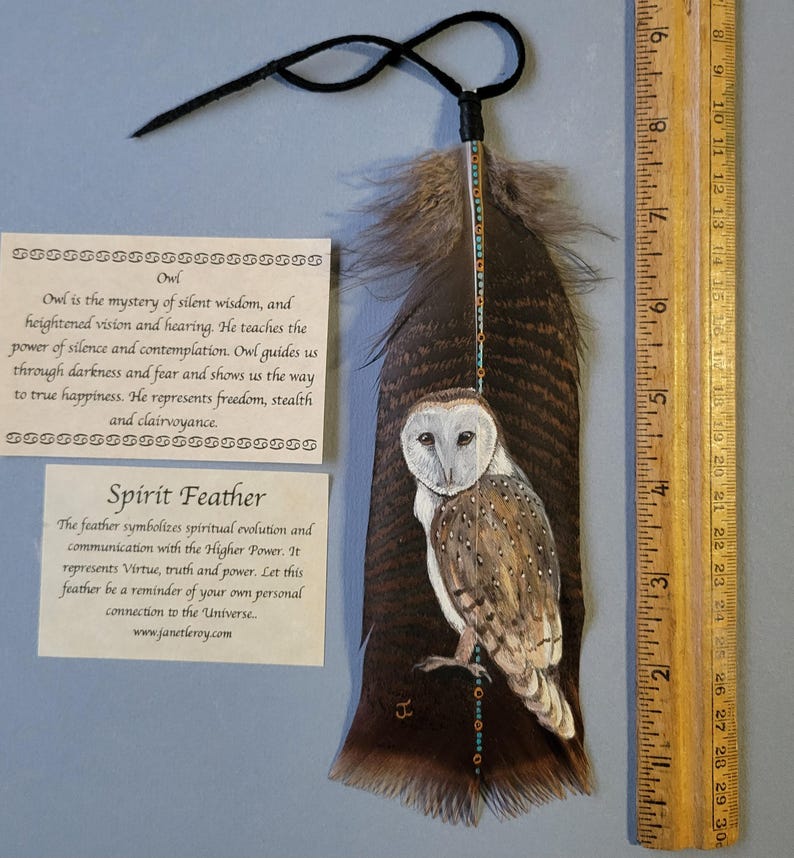 Owl Spirit Feathers, Feather Art, Painted Feathers, Animal Totems - Etsy