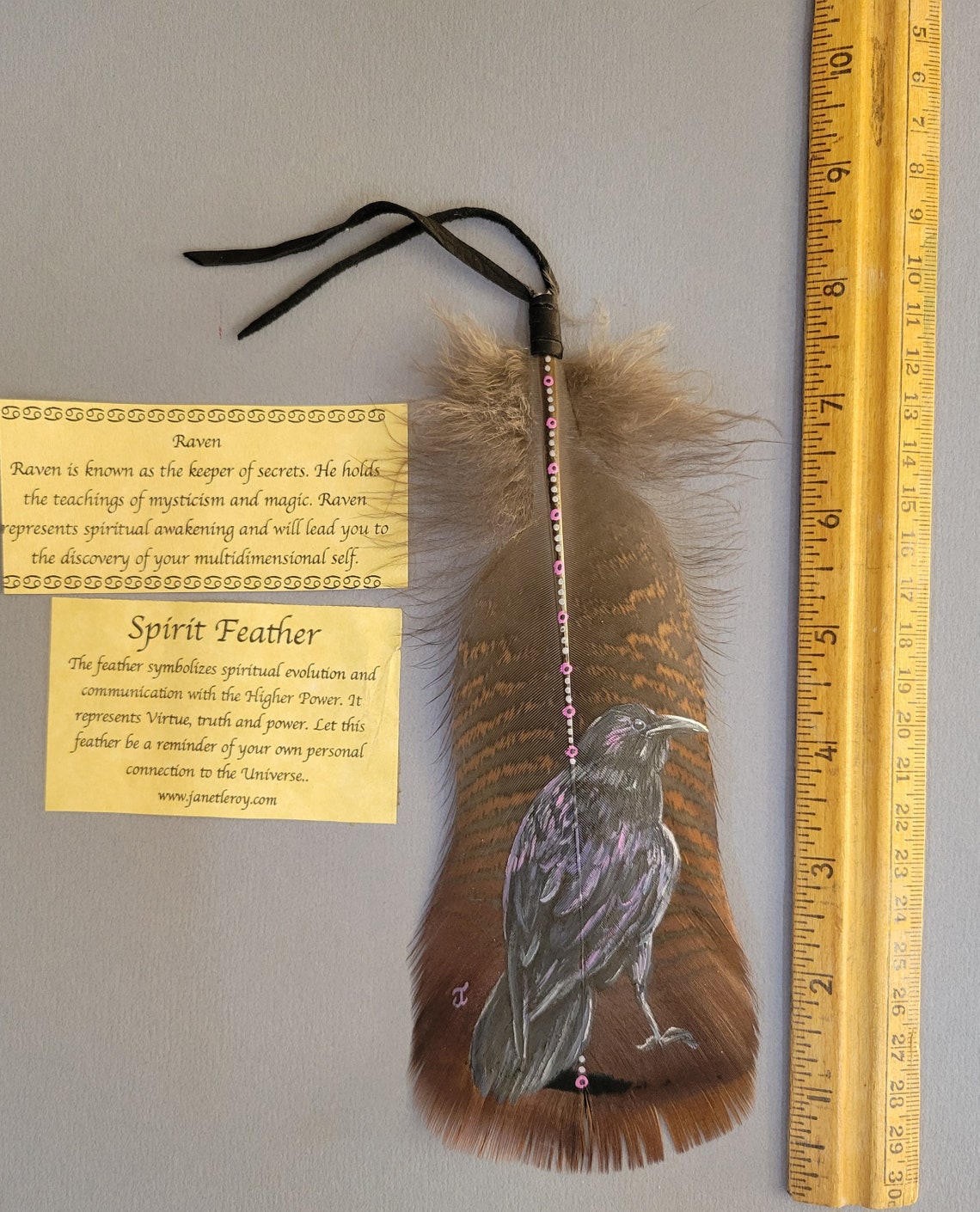Raven Spirit Feather, Feather Art, Painted Feathers, Animal Totems - Etsy