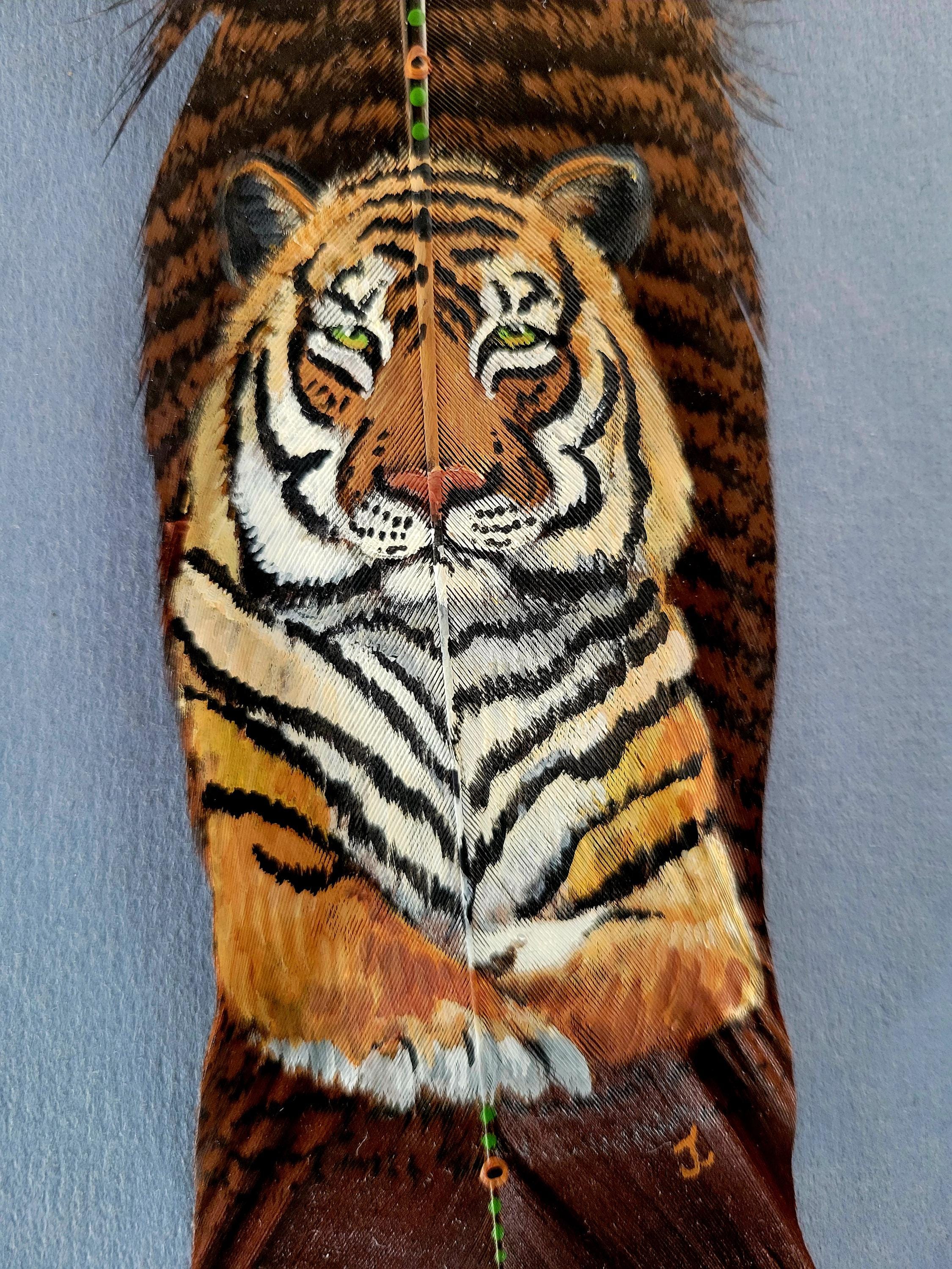 Big Cats Spirit Feather, Feather Art, Painted Feathers, Animal Totems ...