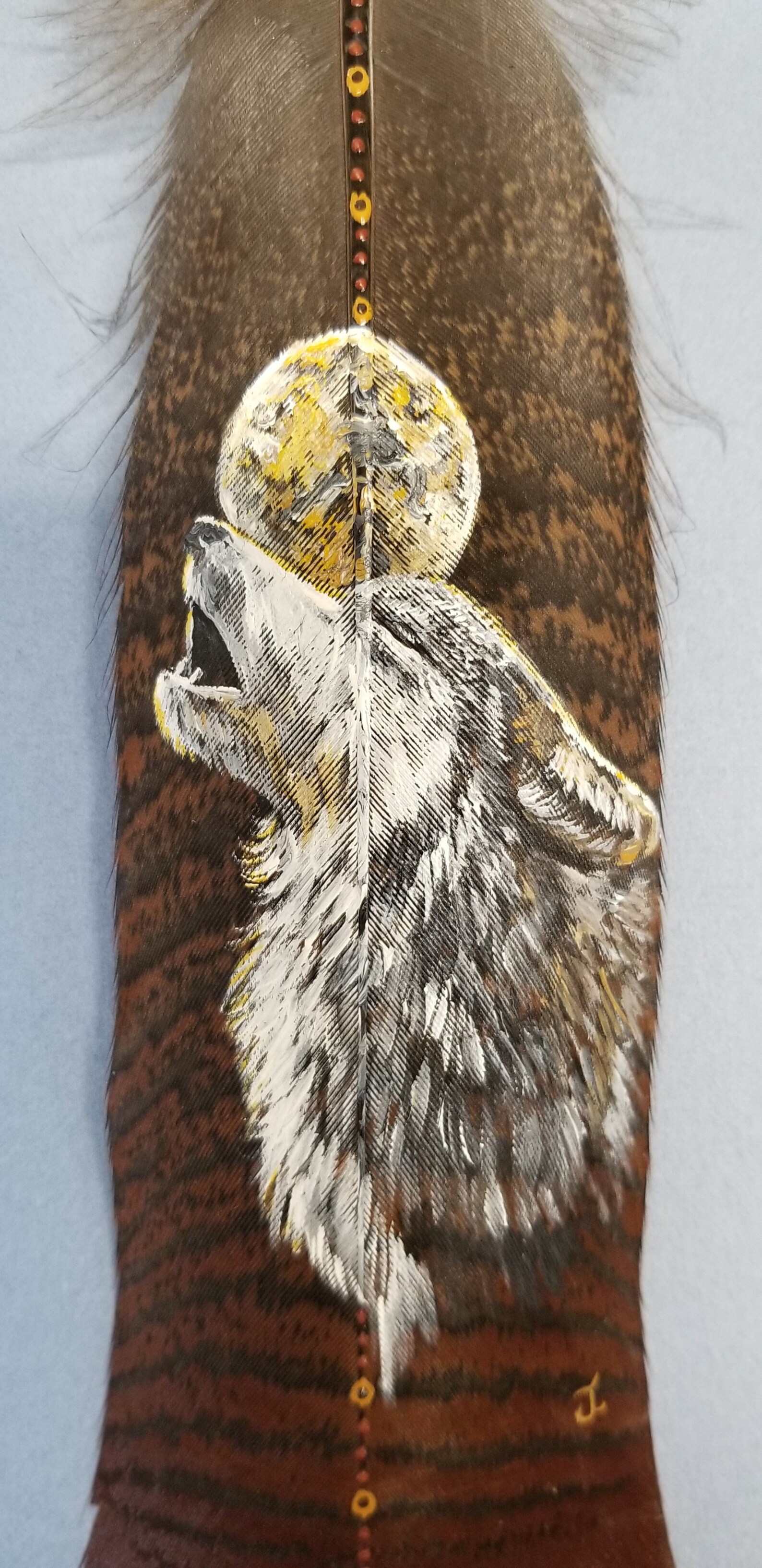 Wolf and Fox Spirit Feathers feather art painted feathers | Etsy
