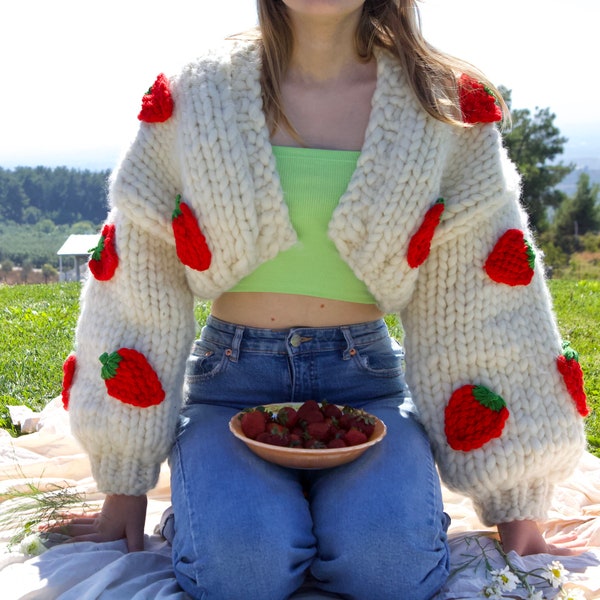 Strawberry Cardigan - Etsy