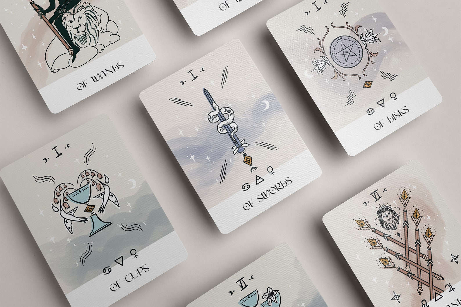 Tarot Deck Collection Clipart, Hand Painted Tarot Card Suits ...