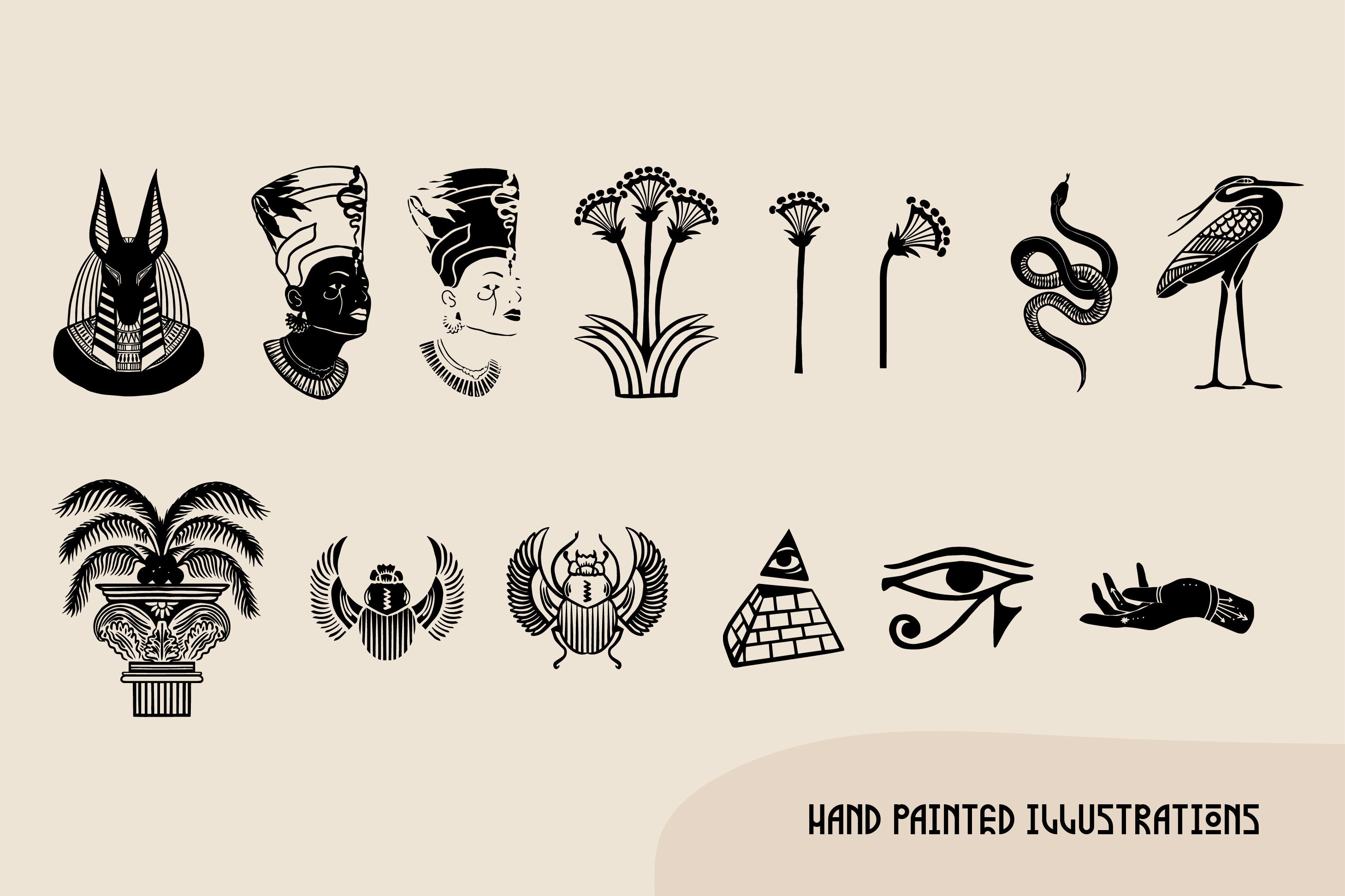Ancient Egypt Collection Clipart, Hand Painted Egyptian Gods ...