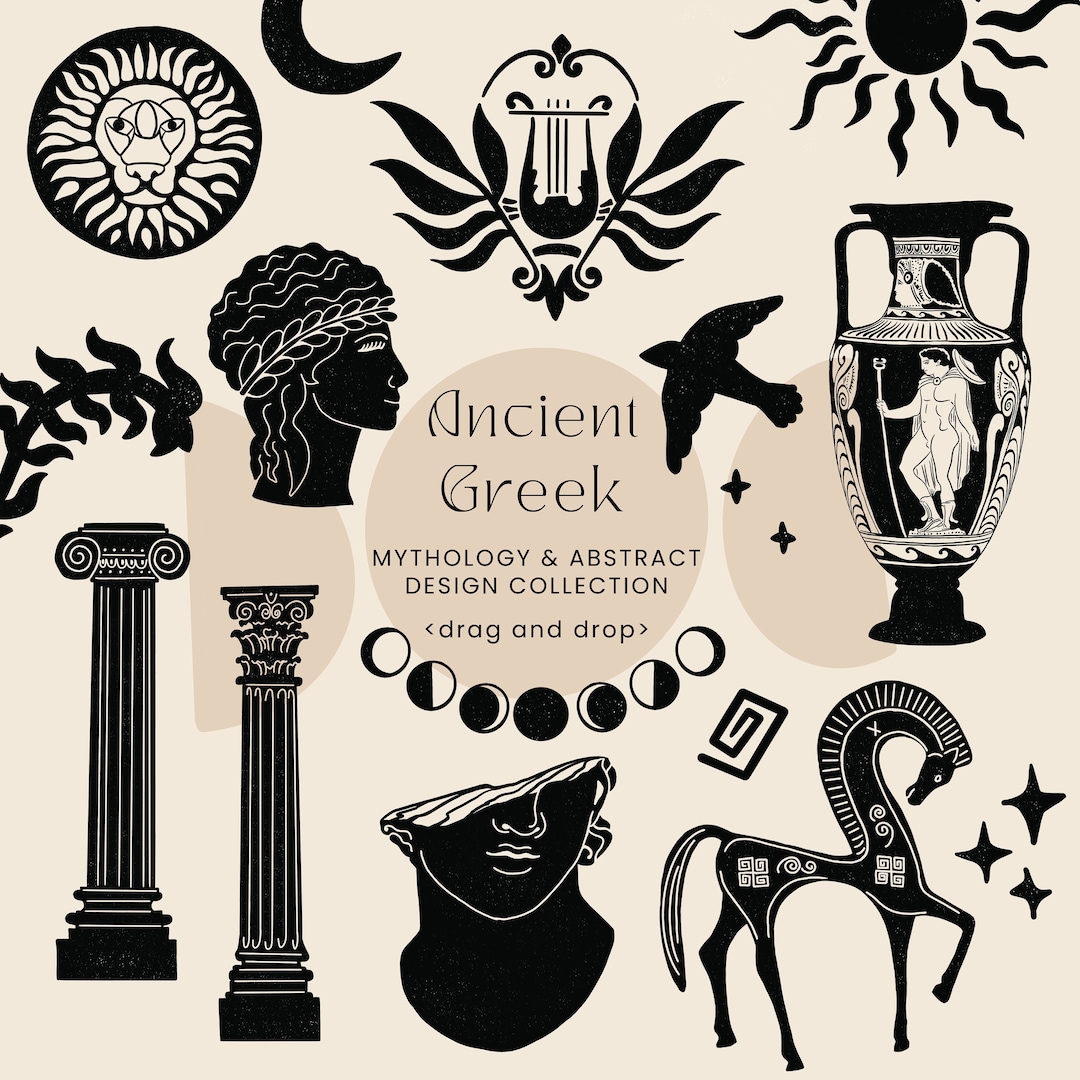 Ancient Greek Collection Clipart, Hand Painted Roman Gods, Column ...
