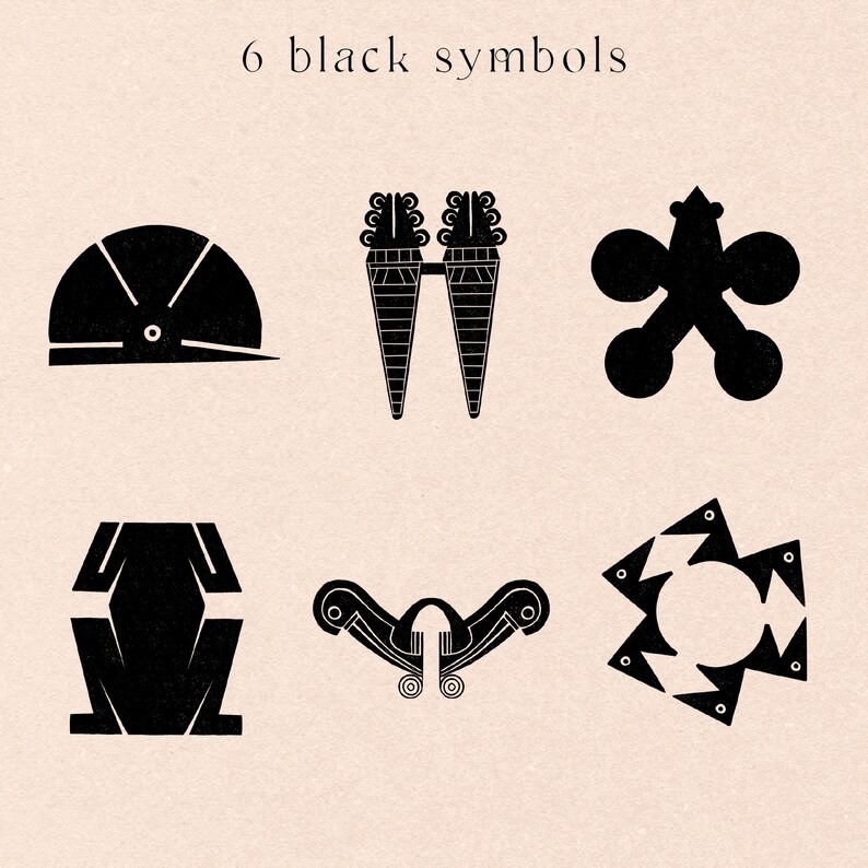 Pre-columbian Collection Clipart, Hand Painted Ancient Symbols, Ethnic ...