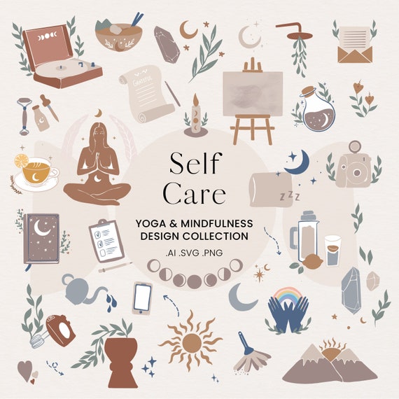 Self Care Collection Clipart Hand Painted Yoga and - Etsy