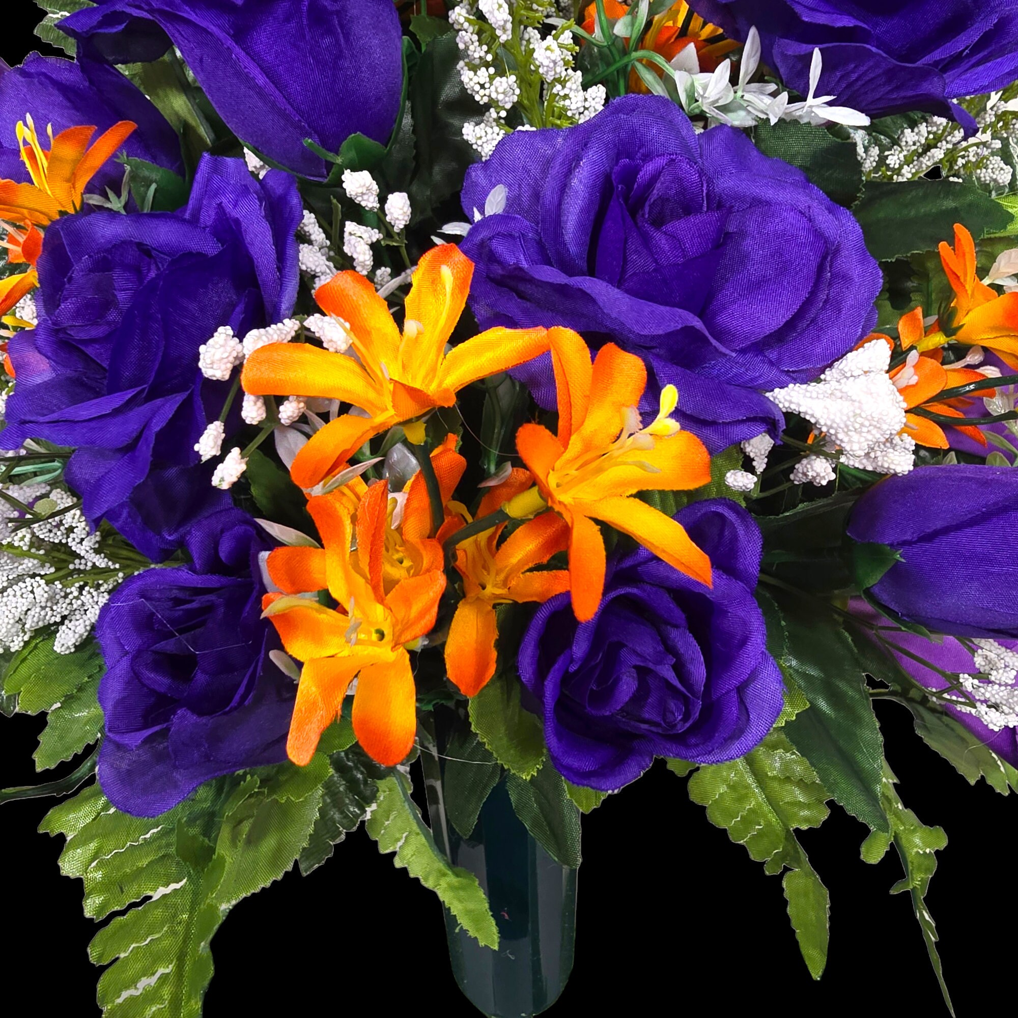 This Cemetery Cone Has Grave Flowers Including Purple Calla Lily and ...