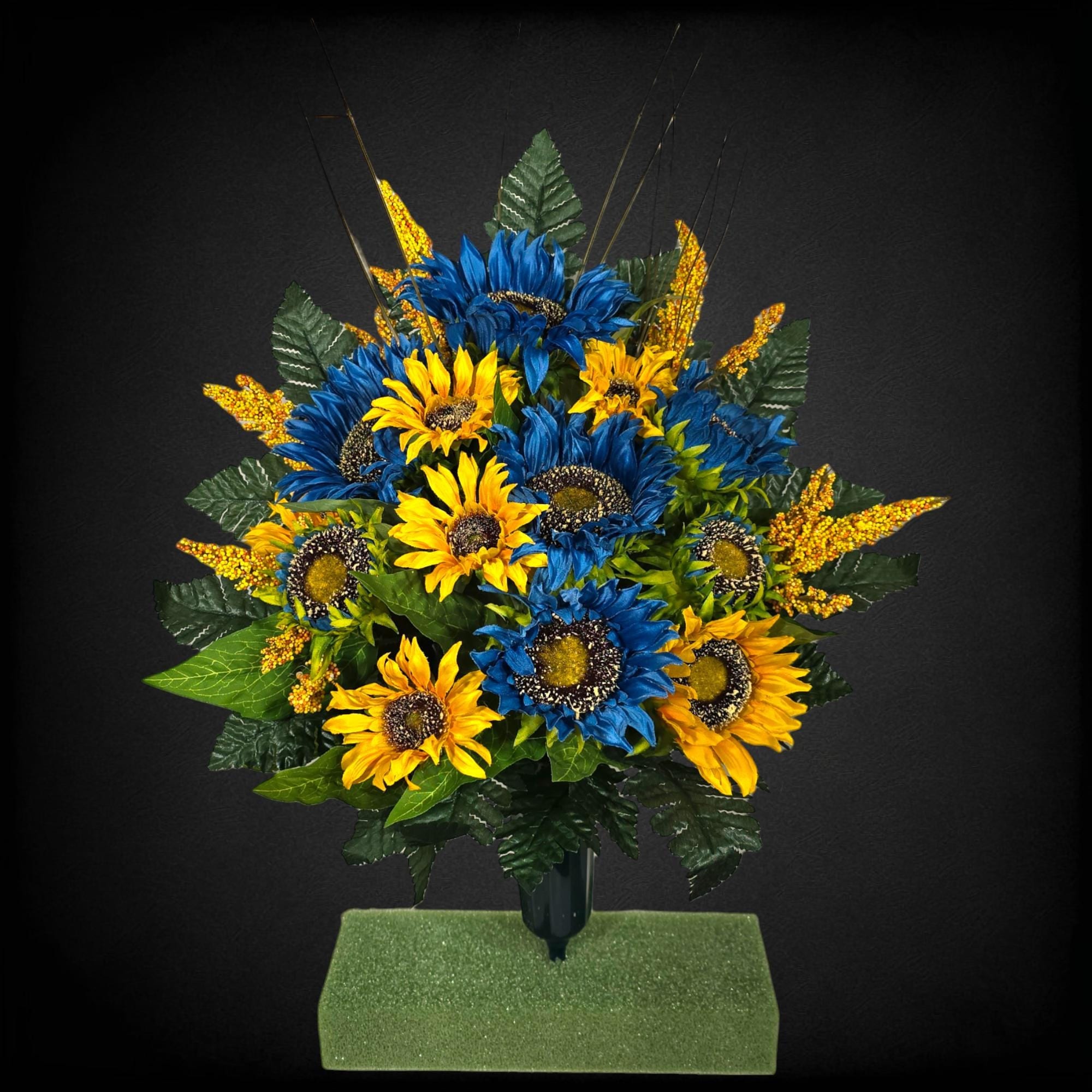 This Cemetery Cone Has Grave Flowers Including Yellow and Blue ...
