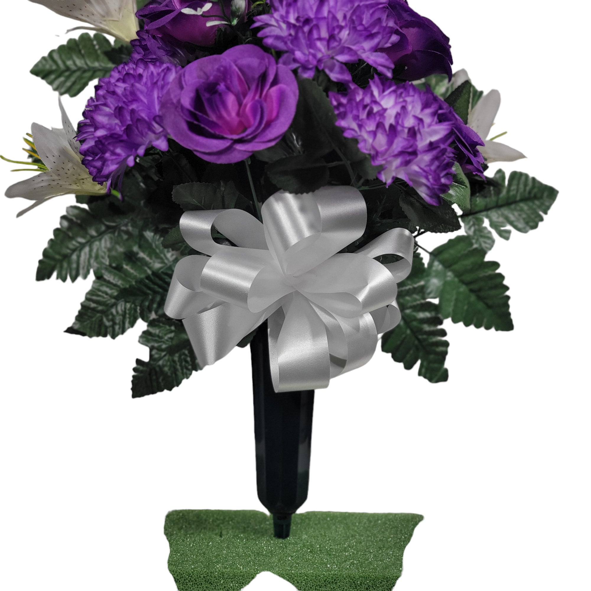 This Cemetery Cone Has Grave Flowers Including Roses, Mums, and Lilies ...
