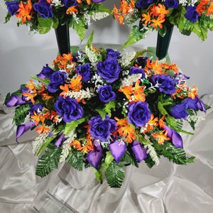 This is a Purple Calla Lily/rose Headstone Set With Bright Orange ...