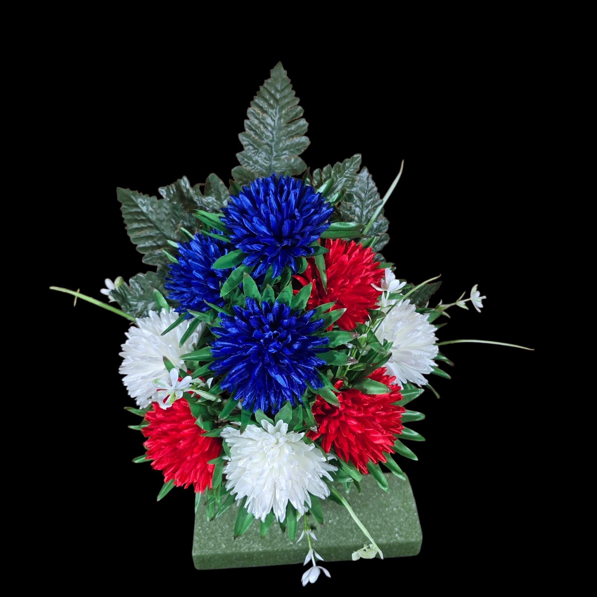 This Cemetery Cone Has Grave Flowers Including Red, White, and Blue ...