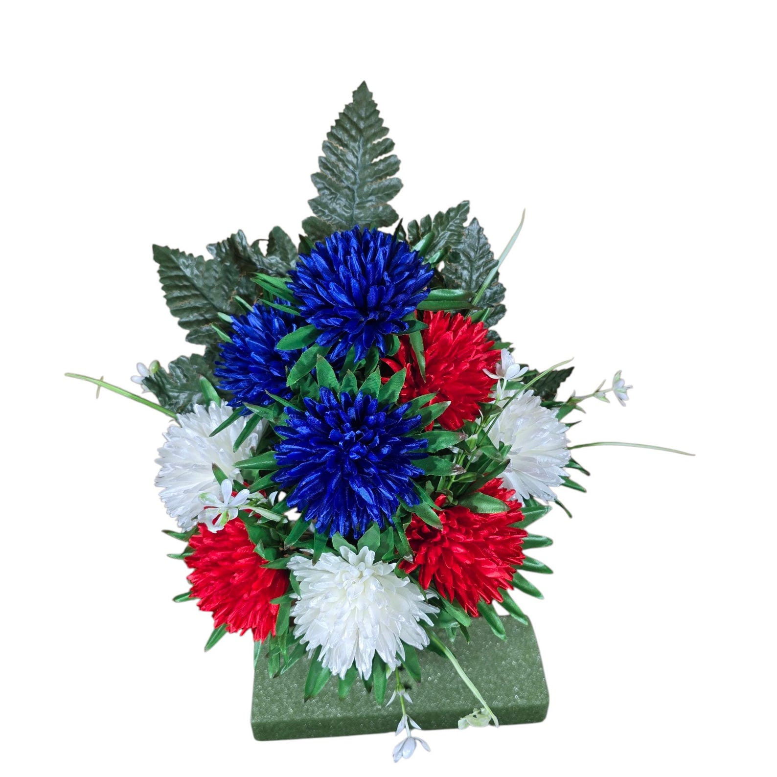 This Cemetery Cone Has Grave Flowers Including Red, White, and Blue ...